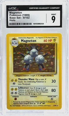 Pokemon Magneton Base Set Holo Rare 9/102 CGC 9 Mint TCG | eBay
