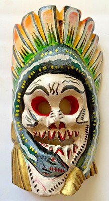 Mardi Gras Folk Art Carved Wood Devil King Snake Wall Face Mask ...