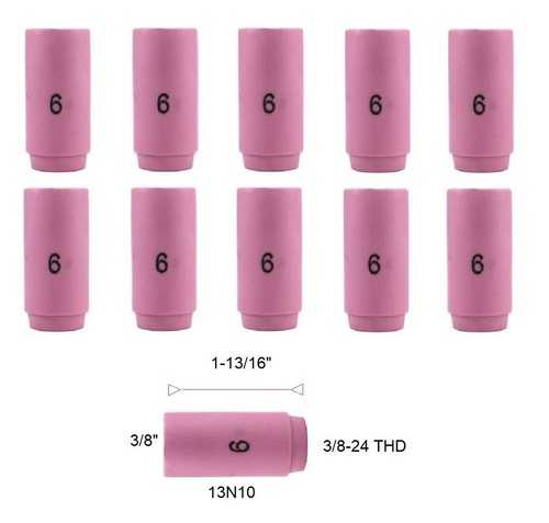 TIG Ceramic Cup 13N10 #6 Welding ALUMINA Nozzle 3/8" Fits TIG 9, 20, 25 ...