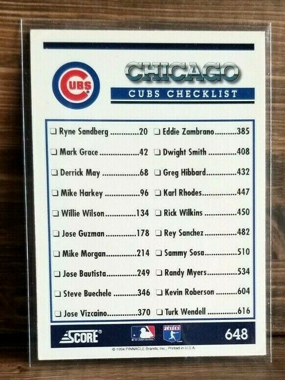 1994 Score Baseball #648 - Chicago Cubs Stadium - checklist - | eBay