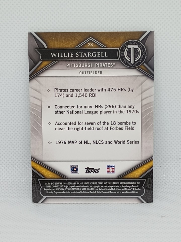 2017 WILLIE STARGELL TOPPS TRIBUTE MLB #23 THICK BASE CARD PITTSBURGH ...