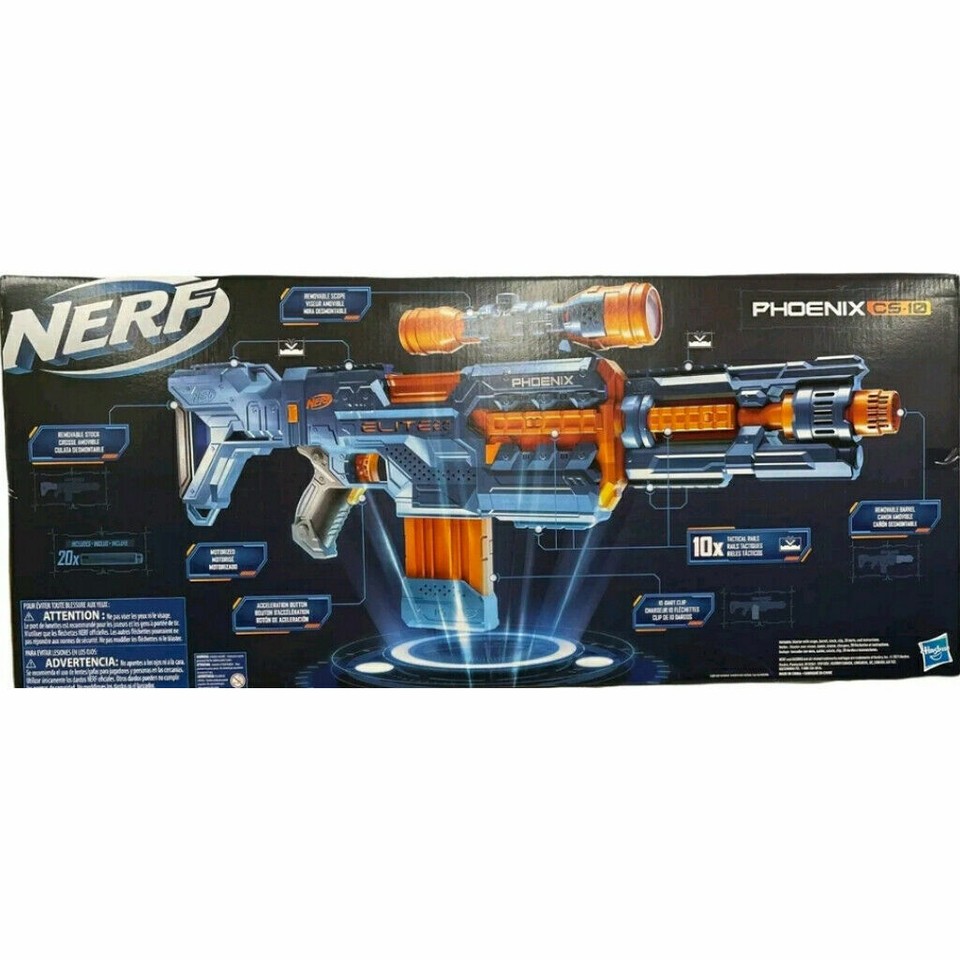 New - Hasbro Nerf Elite 2.0 Phoenix CS-10 w/ 20-Darts, Clip, Barrel ...