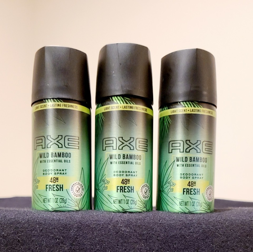 Axe Wild Bamboo W/ Essential Oils 48 Hr Fresh Deodorant B/Spray-1oz×3 ...