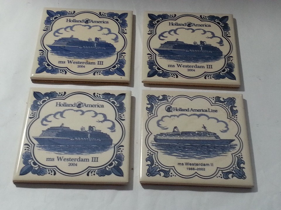 Holland America Westerdam Ships Collection Set of 4 Coasters Porcelain ...