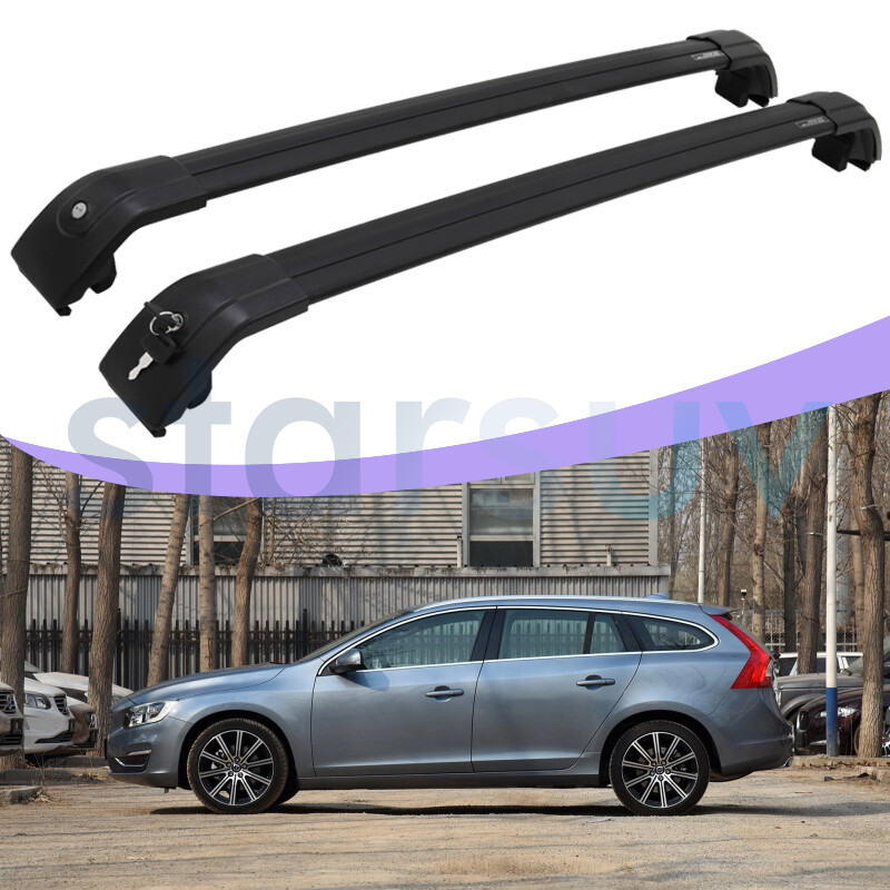 2 PCS Black Cross Bar For Volvo V60 2011-2018 Roof Rack Rail Lockable ...