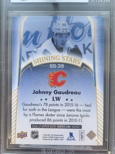 JOHNNY GAUDREAU SIGNED 2016 UD SHINING STARS AUTOGRAPHED HOCKEY CARD ...