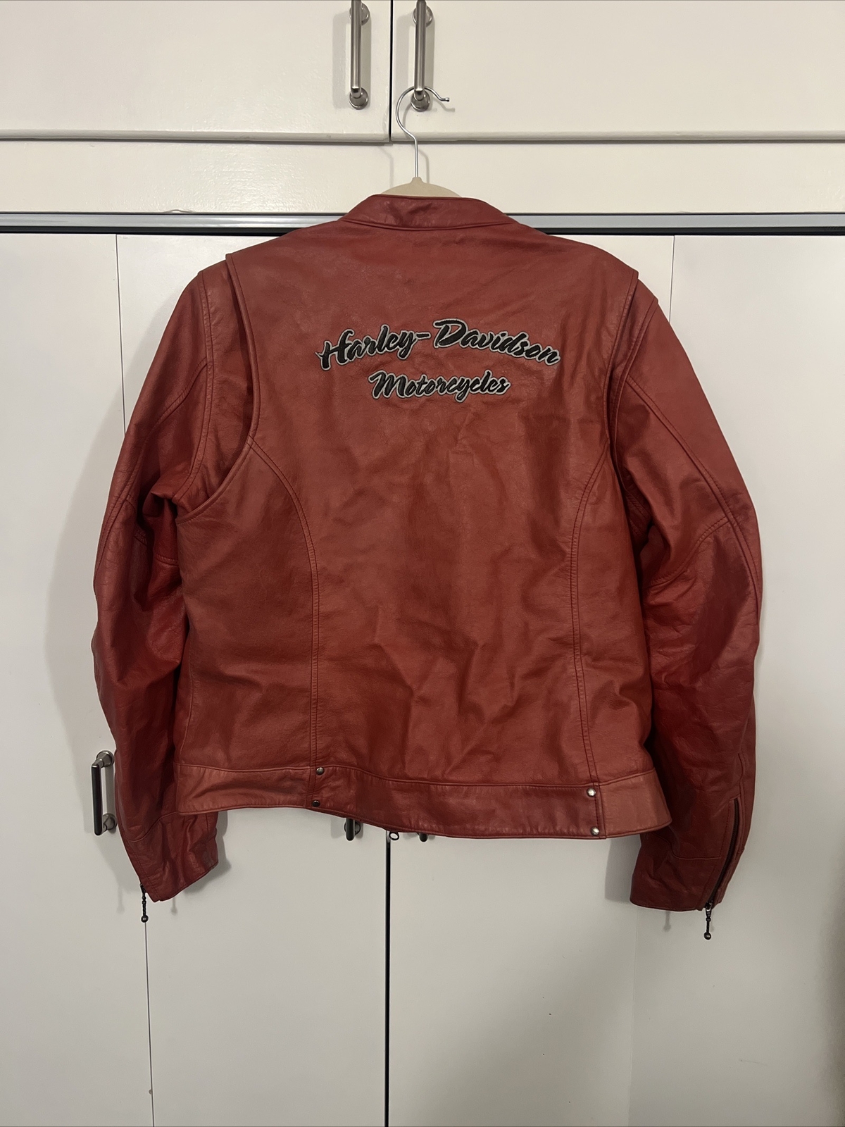 Harley Davidson Red Leather Riding Jacket Womens XL- … - Gem