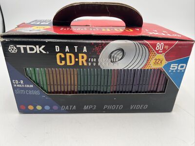 TDK CD-R Data Black Disc w/ Slim Cases 80 Min 50 Pack | eBay