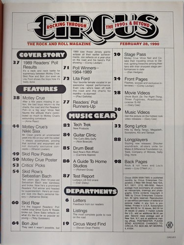 Circus Magazine February 1990 Motley Crue, Skid Row, Warrant, G 'n R ...