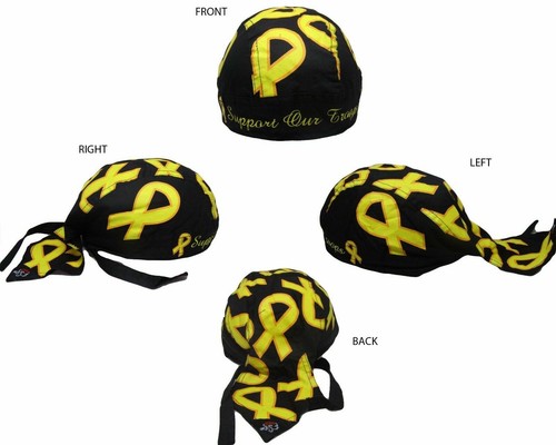 Support our Troops Yellow Ribbon Military Do Rag Doo Rag Skull Cap Head ...