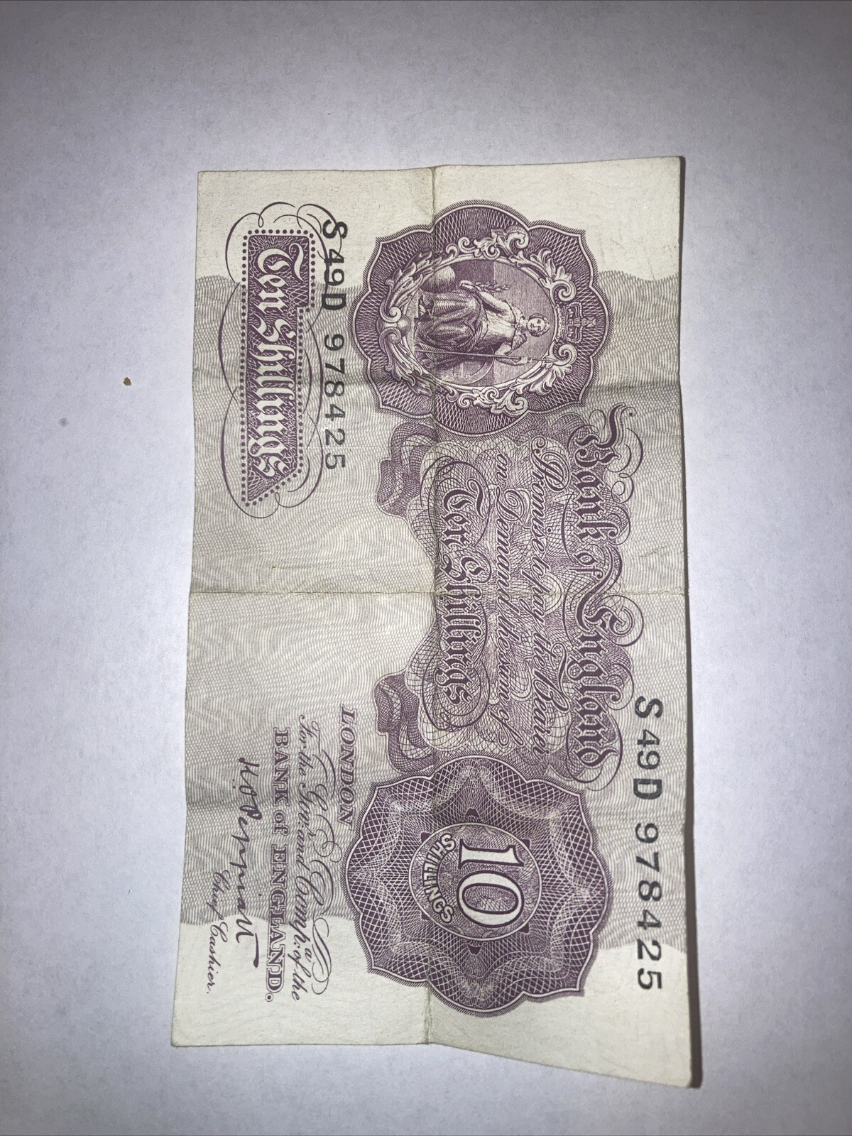 WW2 ERA Purple Bank of England 10 Shilling Note Peppiatt S49d 978425 ...