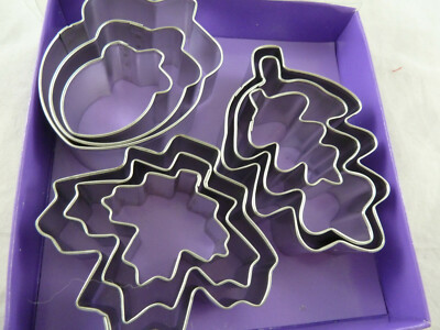 Leaves & Acorns Metal Cookie Cutters Set of 9 Fall Autumn New in box | eBay