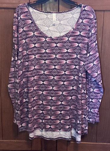 LuLaRoe 3X Top T Shirt Long Sleeve Purple Southwestern Aztec Stretch | eBay