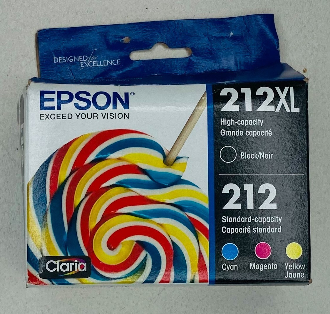 Genuine Epson 212XL High Capacity Black & 212 Color Ink Cartridges Exp ...