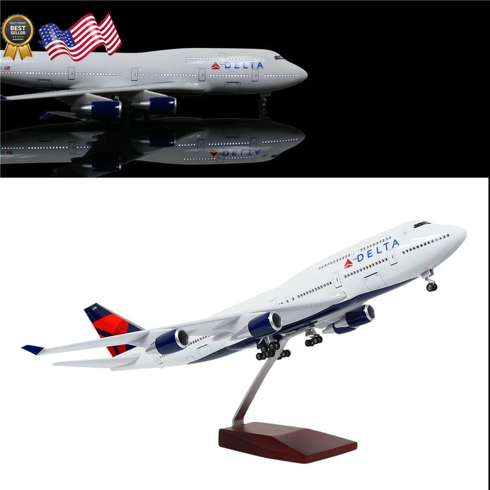 1/130 Scale Delta Boeing 747 Model Airplane With LED Light (Touch or ...