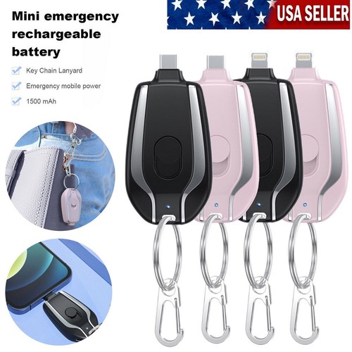 Portable Mini Keychain Power Bank 1500mAh Battery f/ iPhone Android ...