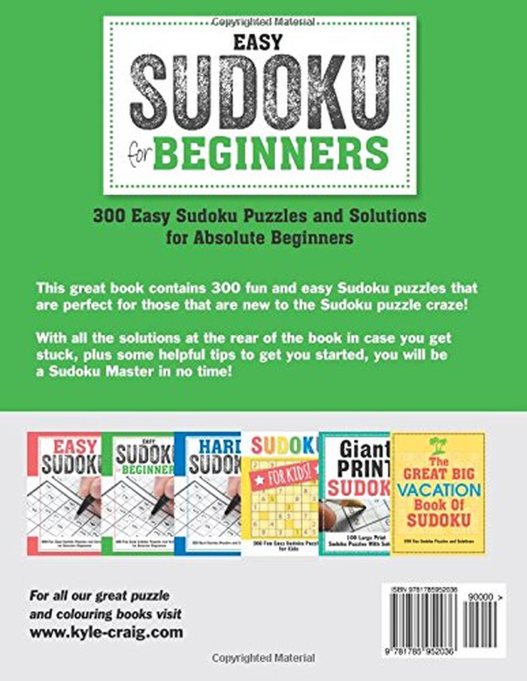 Easy SUDOKU for Beginners!: 300 Easy Sudoku Puzzles and Solutions for ...