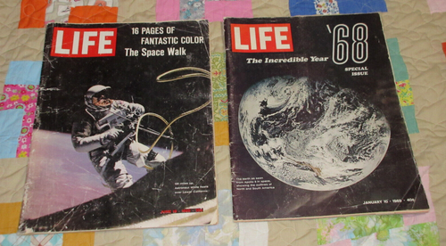 Pair of Vintage Life Magazines: 1965 Space Walk Issue & 1969 '68 ...