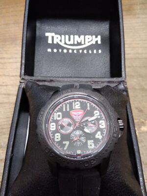 Men's Triumph Motorcycle Watch Cal VX3J Black Dial Silicone Strap Case ...