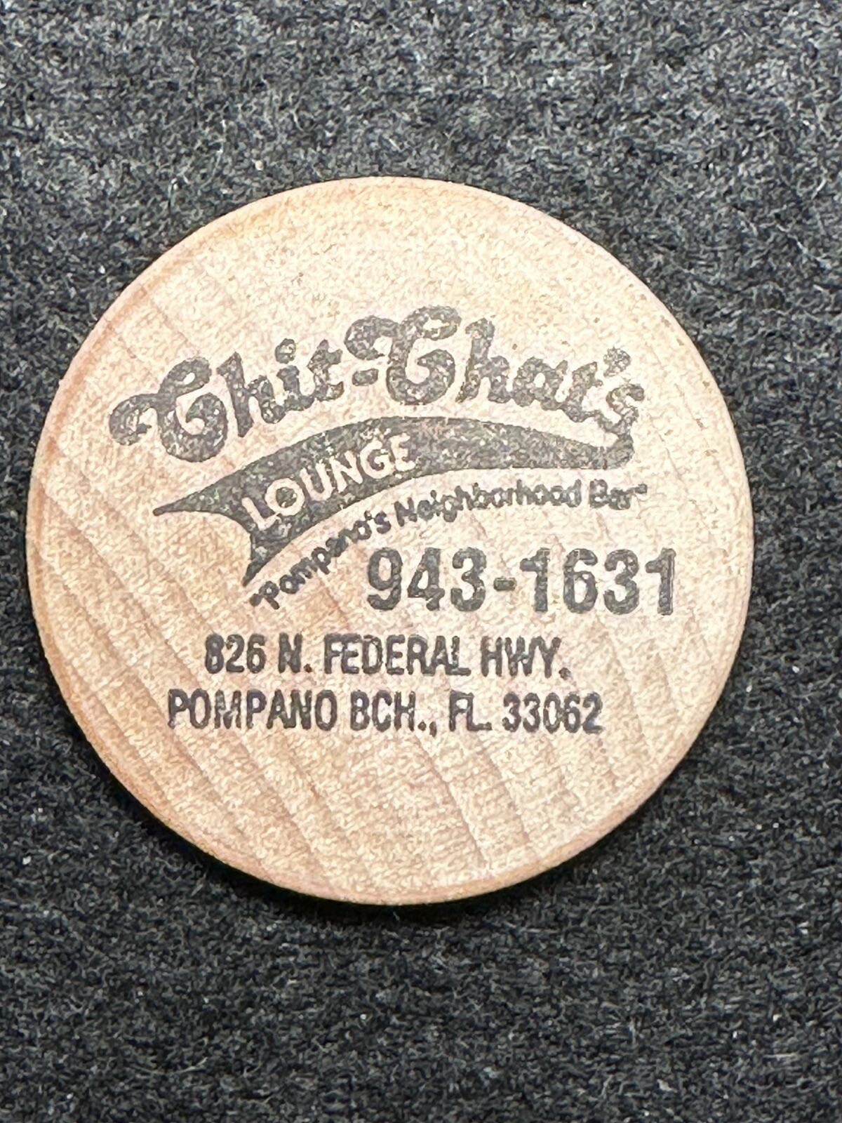 Pompano Beach, FL Chit Chat’s Lounge Good For 1 Beer Trade Token Wooden ...