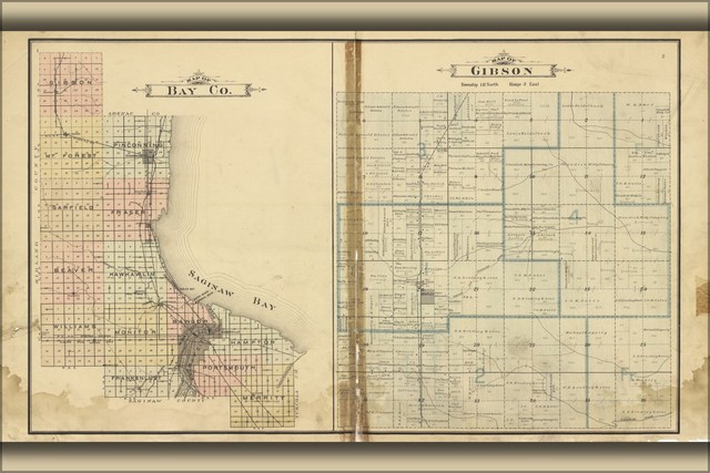 Poster, Many Sizes; Map Of Bay County Bay City Michigan 1896 | eBay