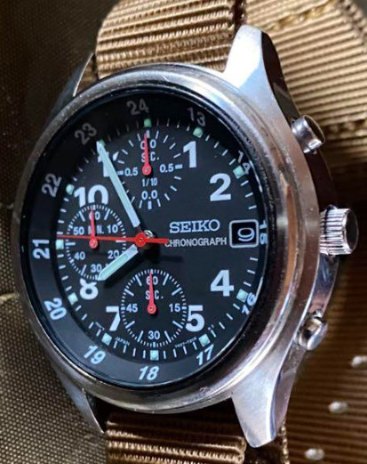 Seiko V657-7110 RAF Military Chronograph Quartz Black… - Gem