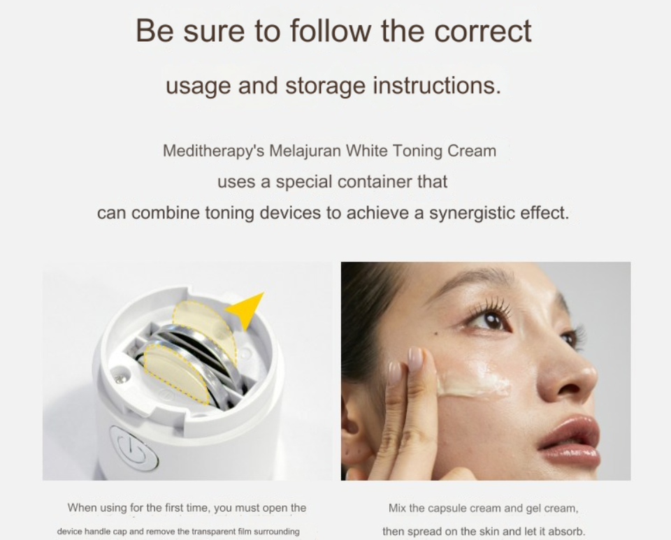 Meditherapy Melajuran White Toning Cream 50ml & EMS Device Brightening ...