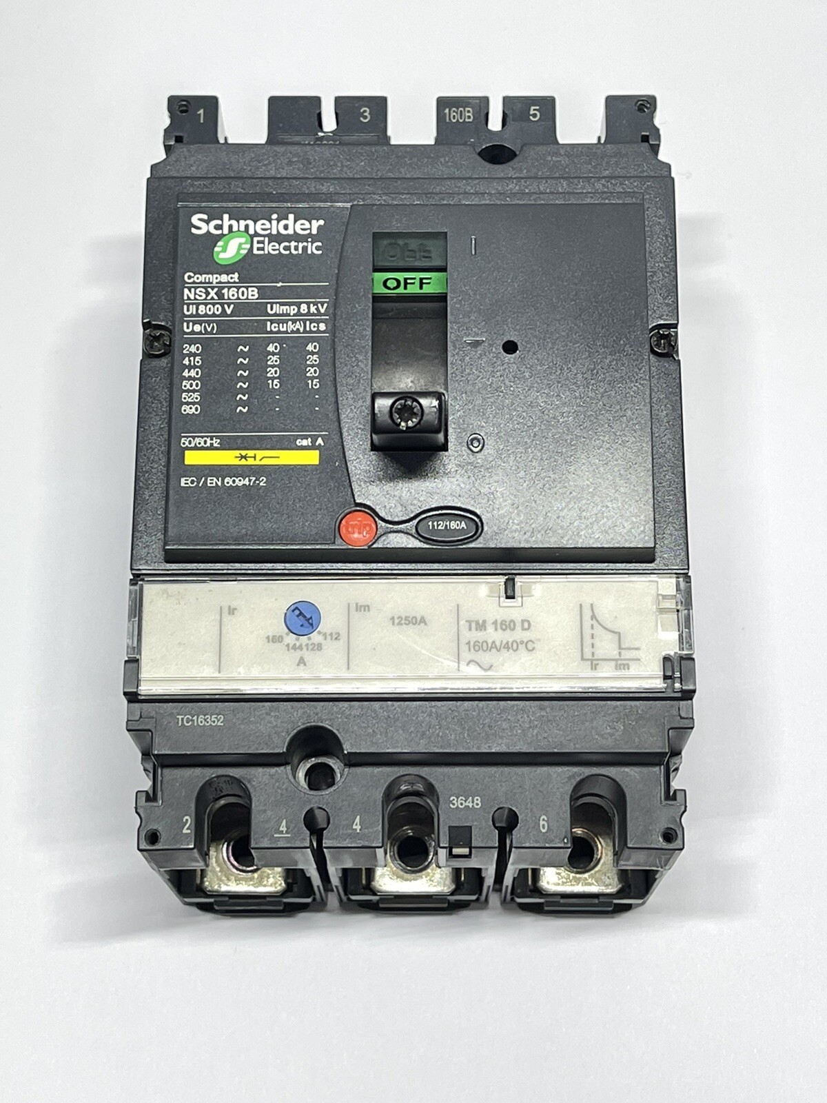 Schneider LV430310 3P NSX160B Circuit Breaker With TMD 160 D Trip Unit ...