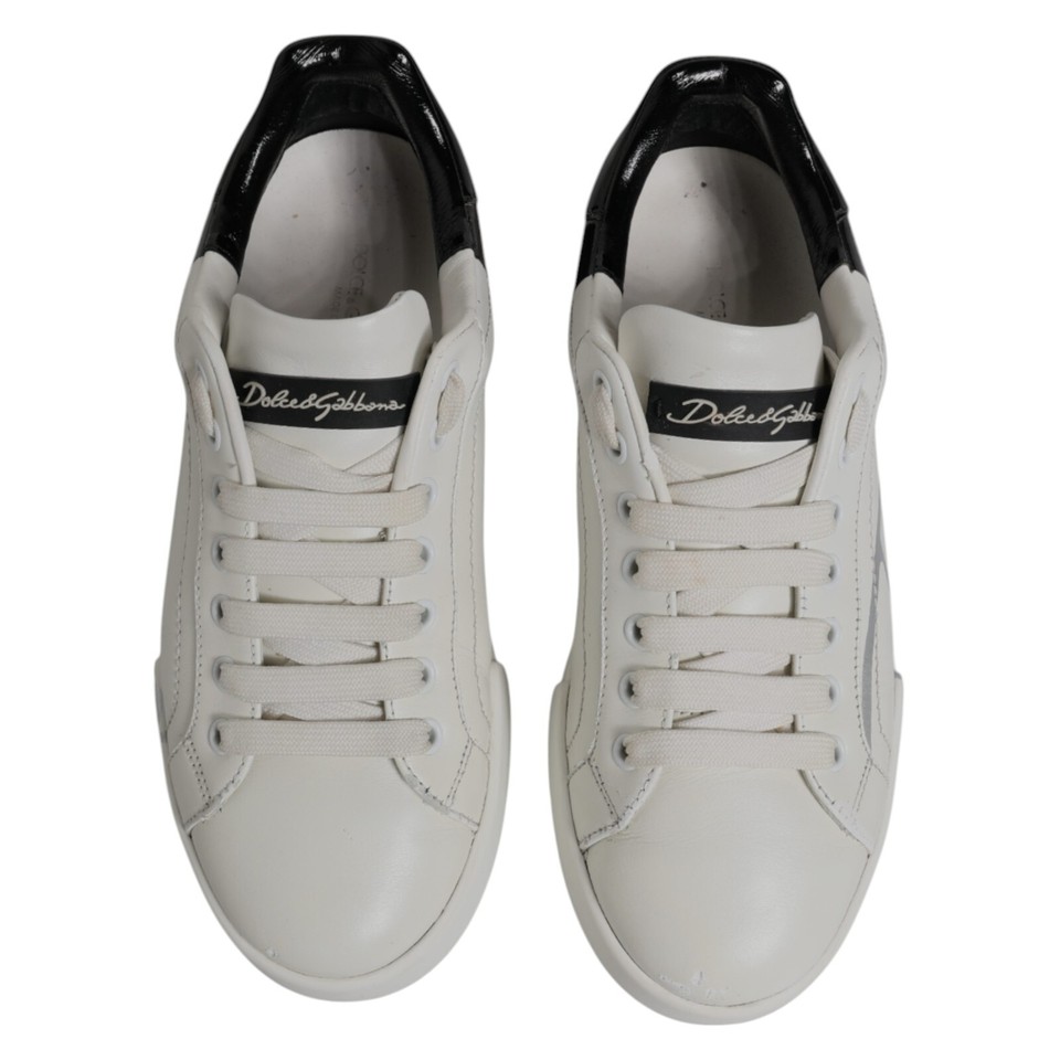 DOLCE & GABBANA Shoe White Black Logo Portofino Men Sneaker EU41/ US8 ...