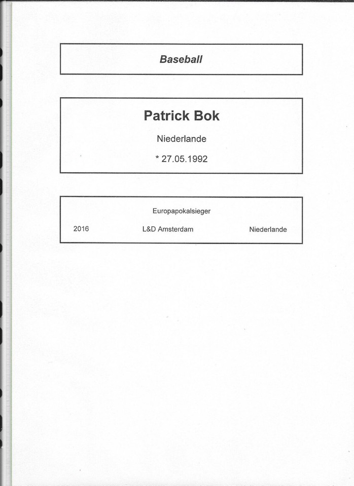 DUTCH BASEBALL PLAYER PATRICK BOK PHOTO & AUTOGRAPH. A-B | eBay