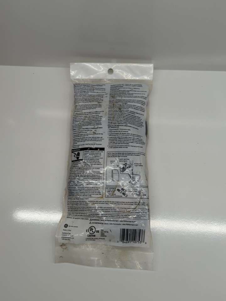 OEM GE UNIVERSAL DISHWASHER POWER CORD-3 WIRE-WX09X70910--Fits Most ...