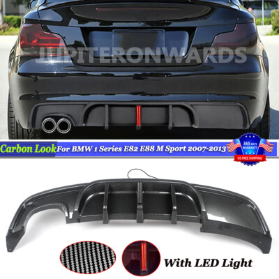 For BMW E82 E88 125i 128i 135i M-Sport Rear Diffuser Lip w/LED Light ...