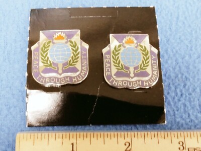 PAIR OF - US Army 413th CIVIL AFFAIRS BN Unit DI DUI Crest Insignia ...