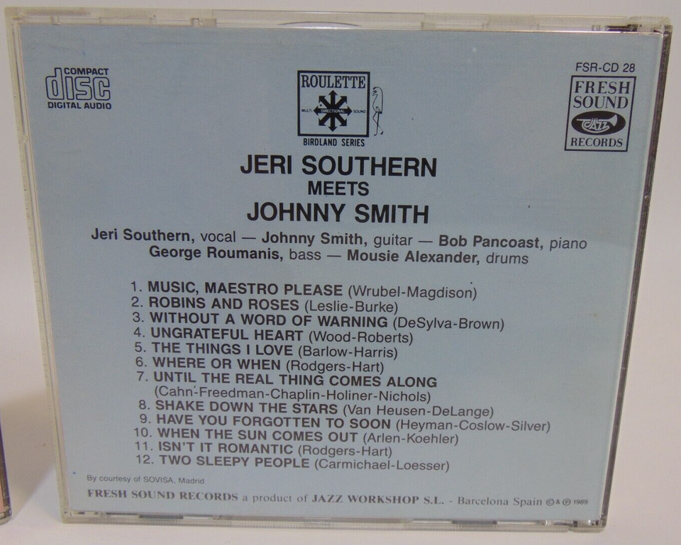 Jazz CDs Jeri Southern Meets Johnny Smith Breeze Marty Paich Pancoast ...