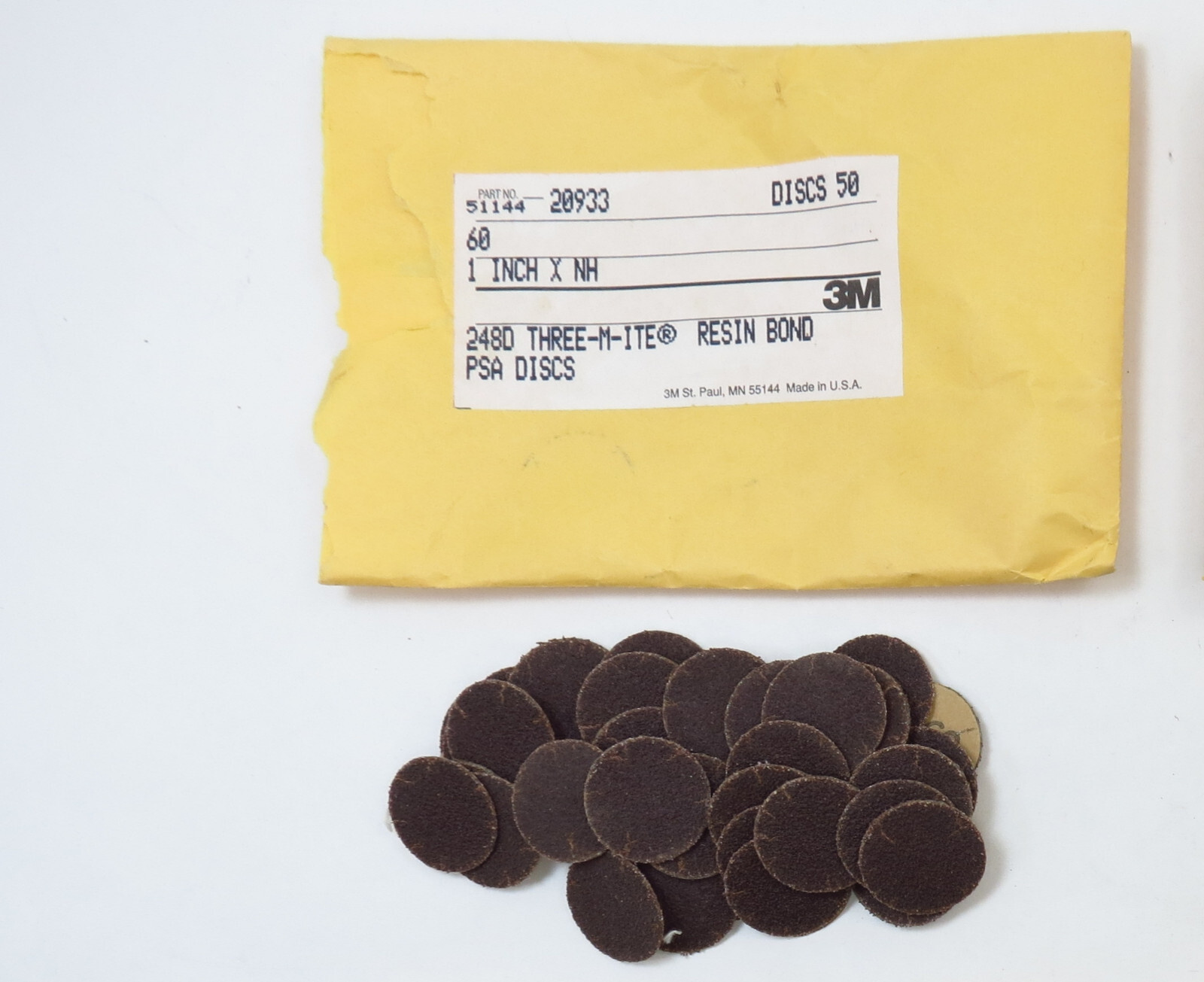 50pk 3M 60 Grit 1" Sanding Discs PSA, 348D 20933, Three-M-Ite RB | eBay