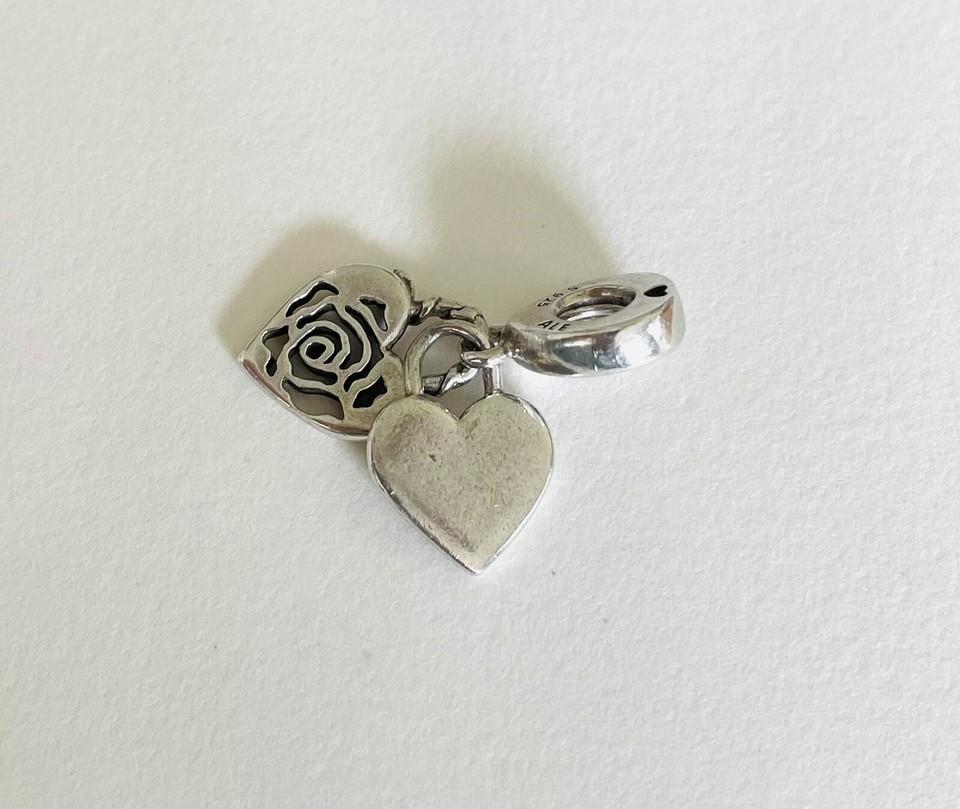 PANDORA - 925 Silver - ROSE HEART PADLOCK Dangle Charm #790086C00 | eBay