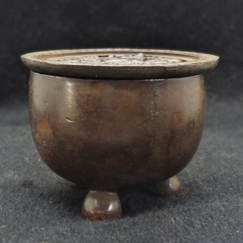 Chinese antique purple copper three-legged dragon incense burner ...