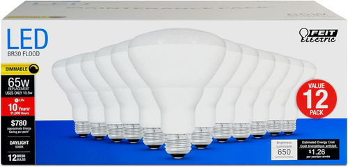 BR30 LED Light Bulbs, 65W Equivalent, Dimmable, E26 Standard Base, 80 ...
