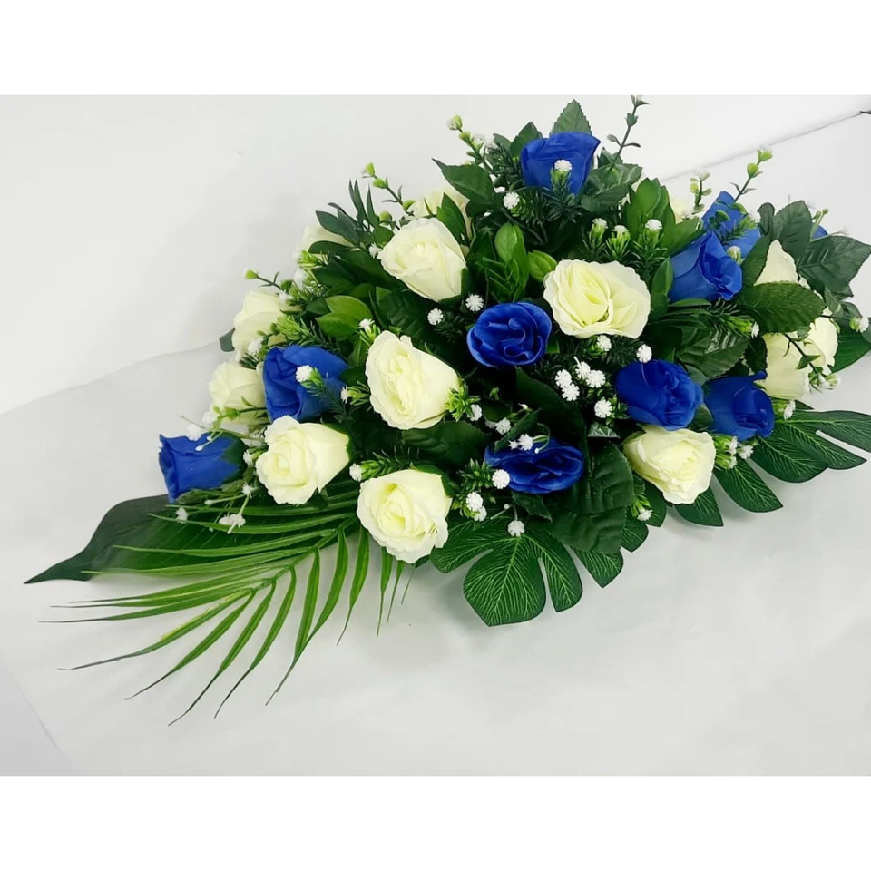 Artificial Silk Funeral Flower Casket Topper Wreath Coffin Spray ...