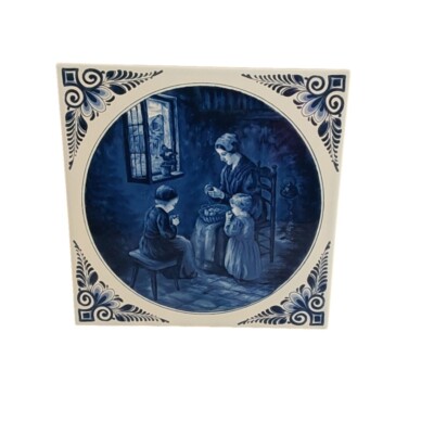 19TH CENTURY SIGNED DELFT BLUE FEEDING TIME TILE | eBay