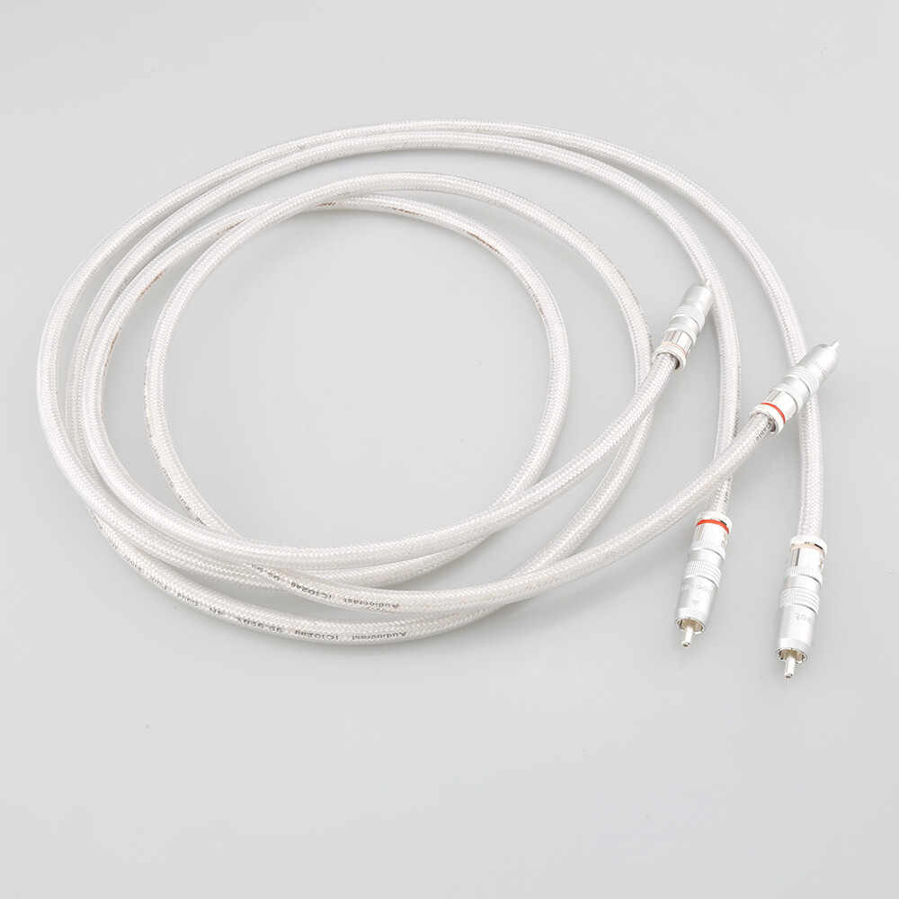 Pair 5N Pure Solid Silver RCA to RCA Cable HiFi Audio Cable ...
