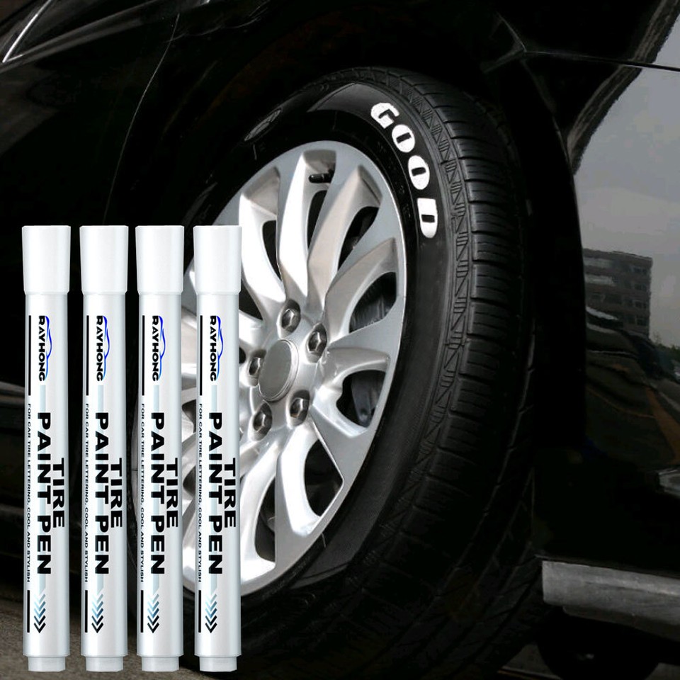 4pcs White Tire Letters Waterproof Permanent Paint Marker Pen Car Tires ...