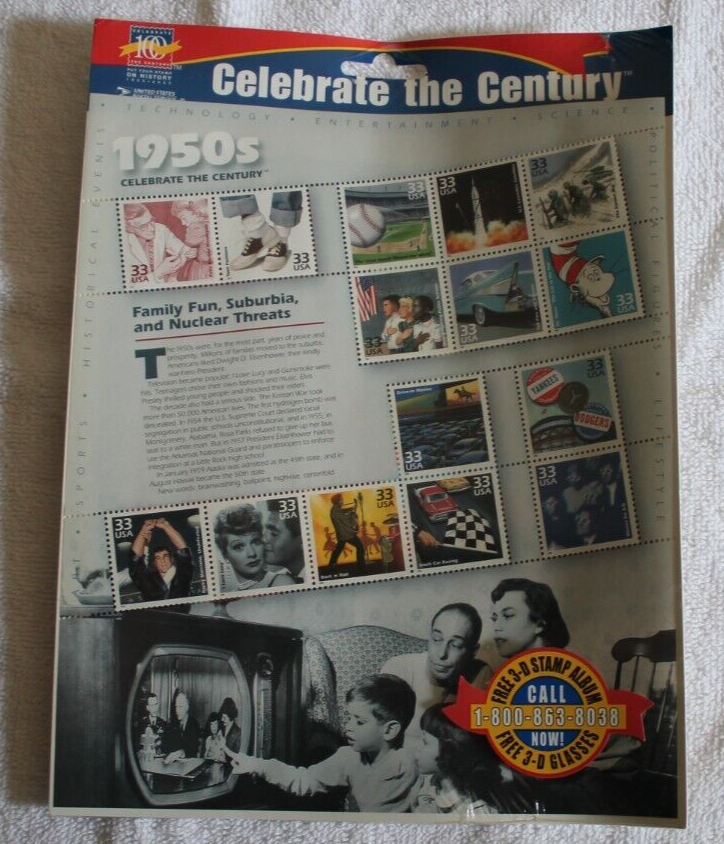 USPS - Celebrate the Century -1950s - 15 - 33 cent Stamps | eBay