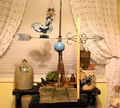 AAFA Antique Rooster Chicken Weathervane Robbins Egg Blue Lightning Rod ...