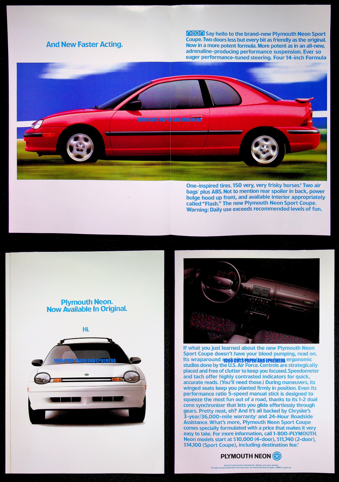 Dodge Plymouth Neon Coupe Car 1995 Trade Print Magazine Ad Poster ...