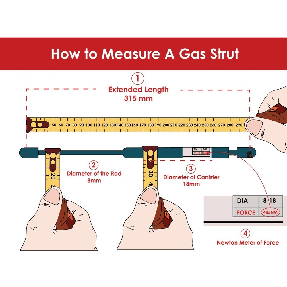 2 Gas Struts Spring suit ARB Canopy REAR window 325mm long 160N 1921VR ...