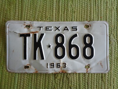 1963 Texas License Plate TX Star 63 Tag TK 868 | eBay