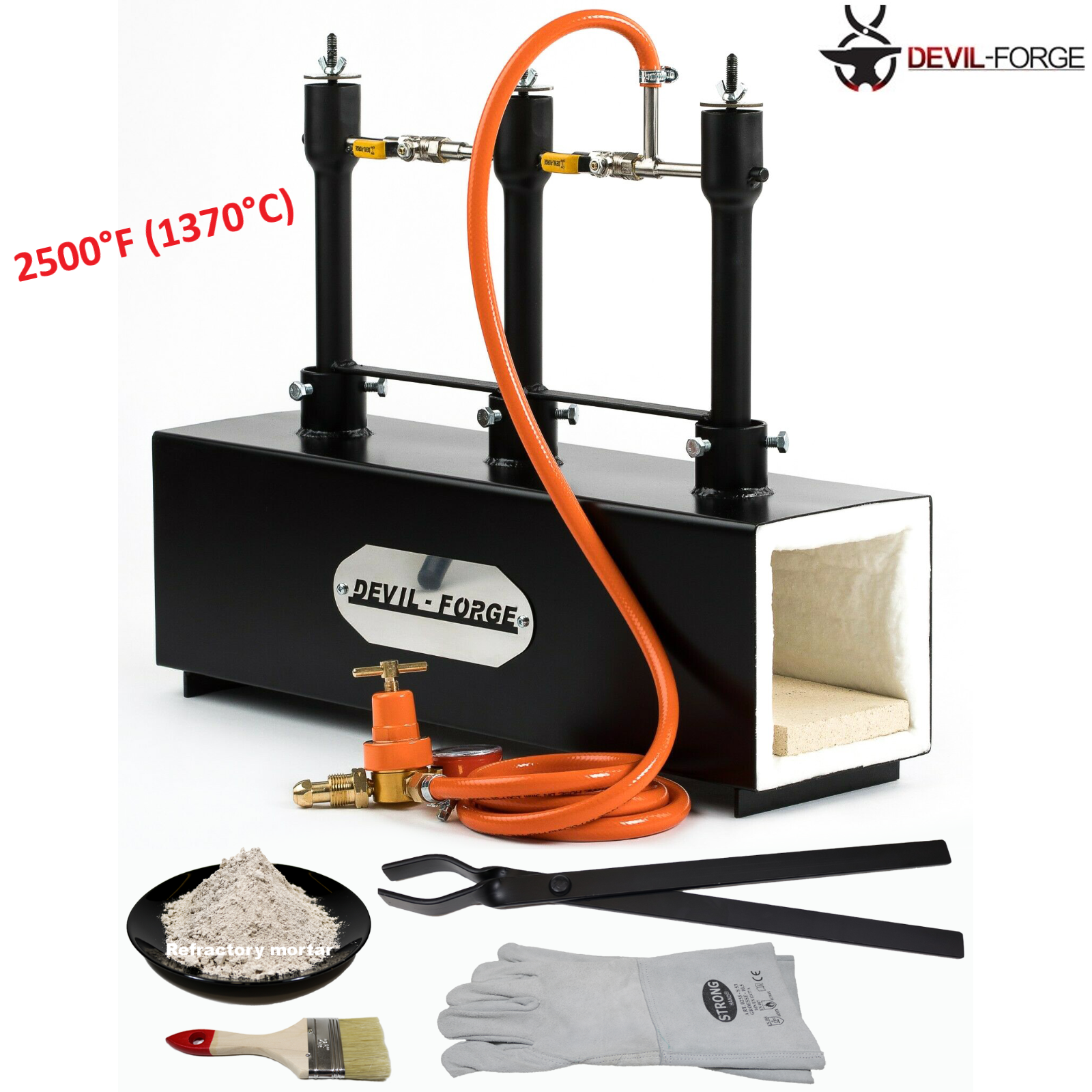 DEVIL-FORGE DFPROF3b Gas Propane Forge Farrier Burner Furnace +Tongs ...