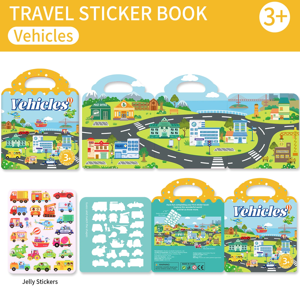 Kids' Reusable DIY Sticker Books Multi-Theme Bubble Sticker Jelly ...