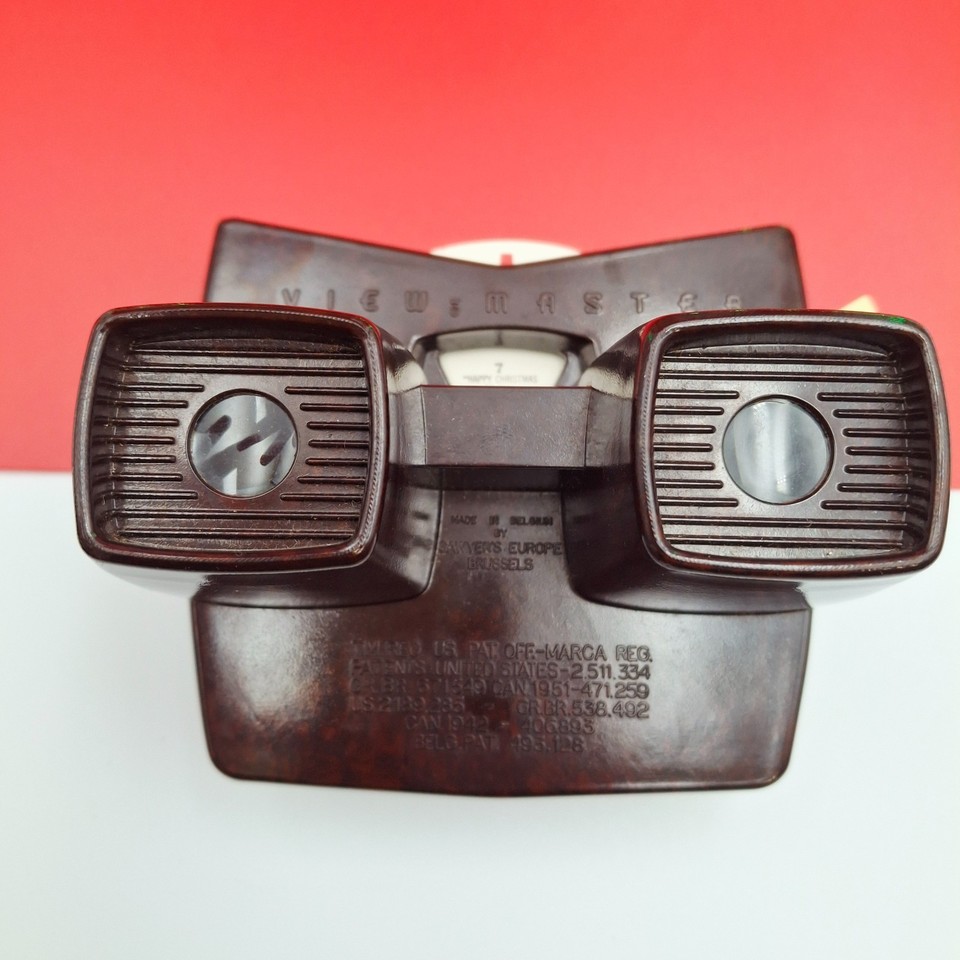 🎅Vintage Viewmaster 3D Viewer 1950's Brown Bakelite + Christmas Reel ...